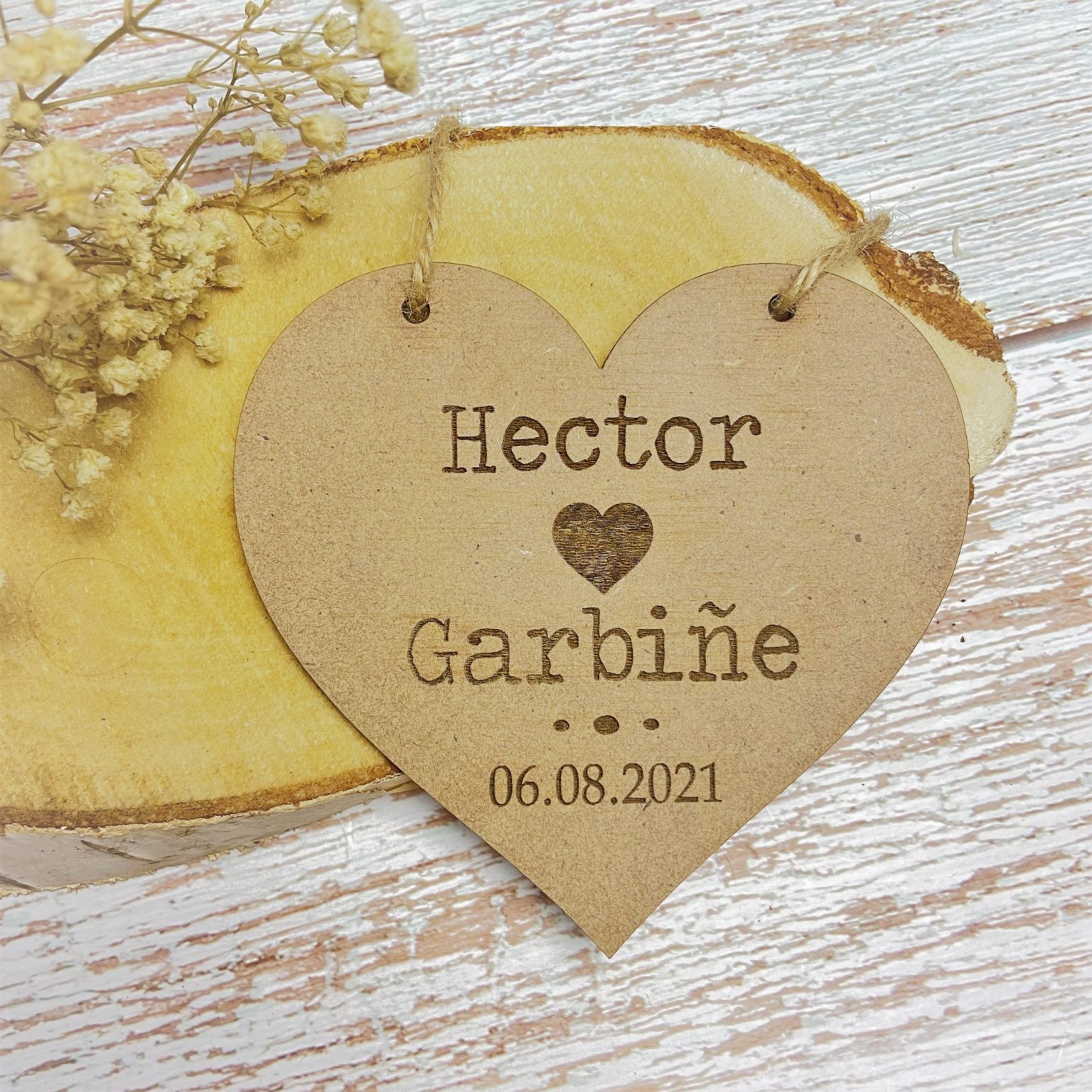 Cartelito boda corazón personalizado - Decoración de boda